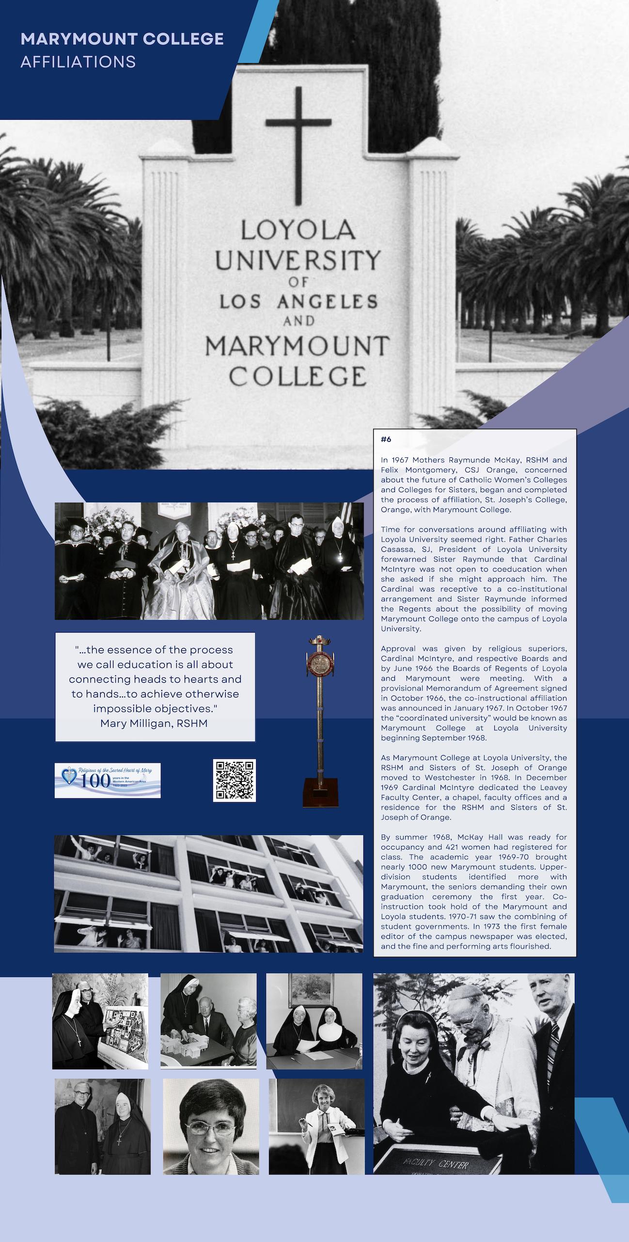 6 – Marymount College, Affiliations – RELIGIOUS OF THE SACRED HEART OF MARY
